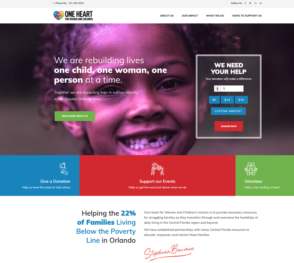 NEW One Heart for Women and Children Site is Officially Launched ...